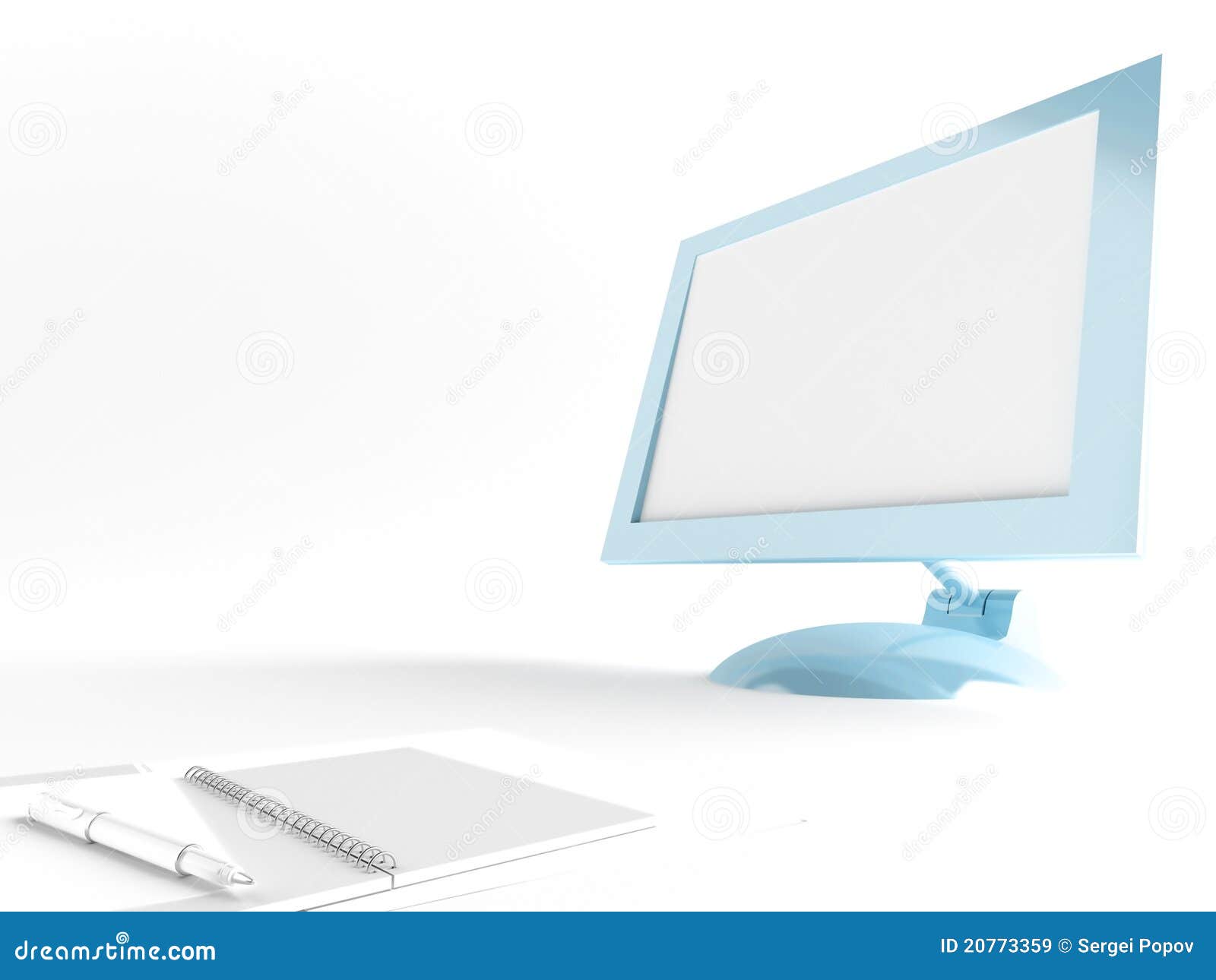 Monitor and Notepad with Pen Stock Illustration - Illustration of ...