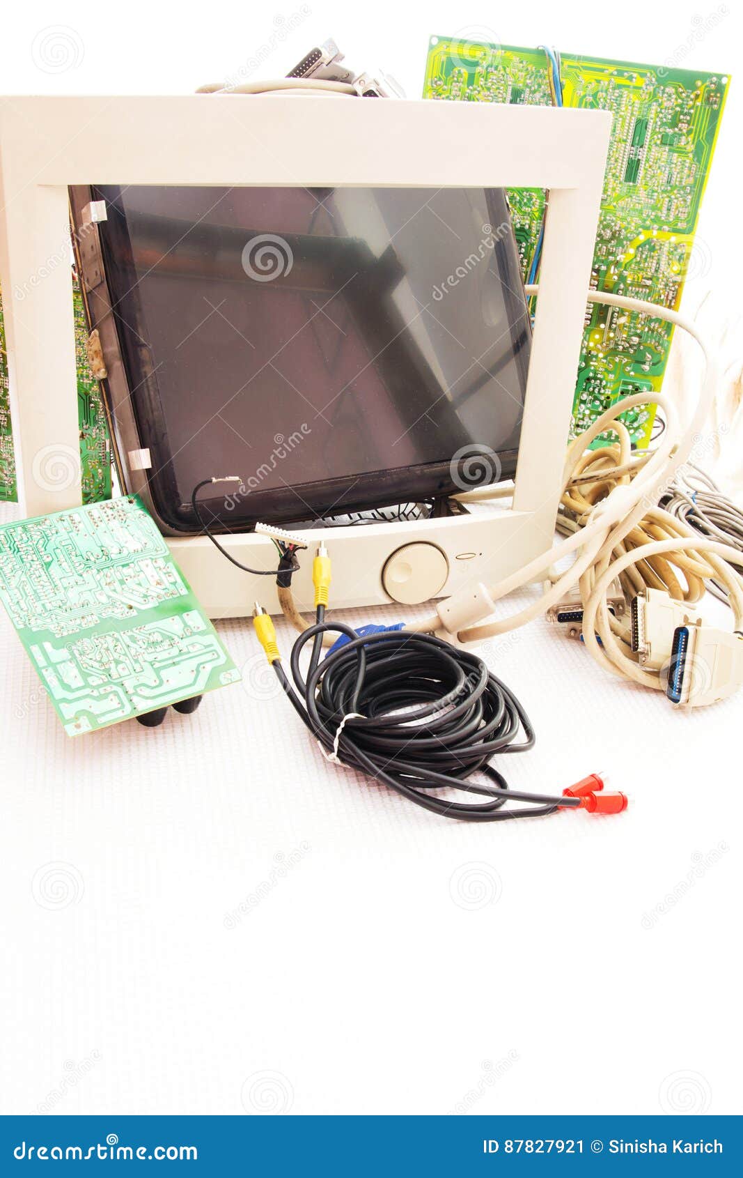 Monitor and parts stock image. Image of motherboard, chaos - 87827921