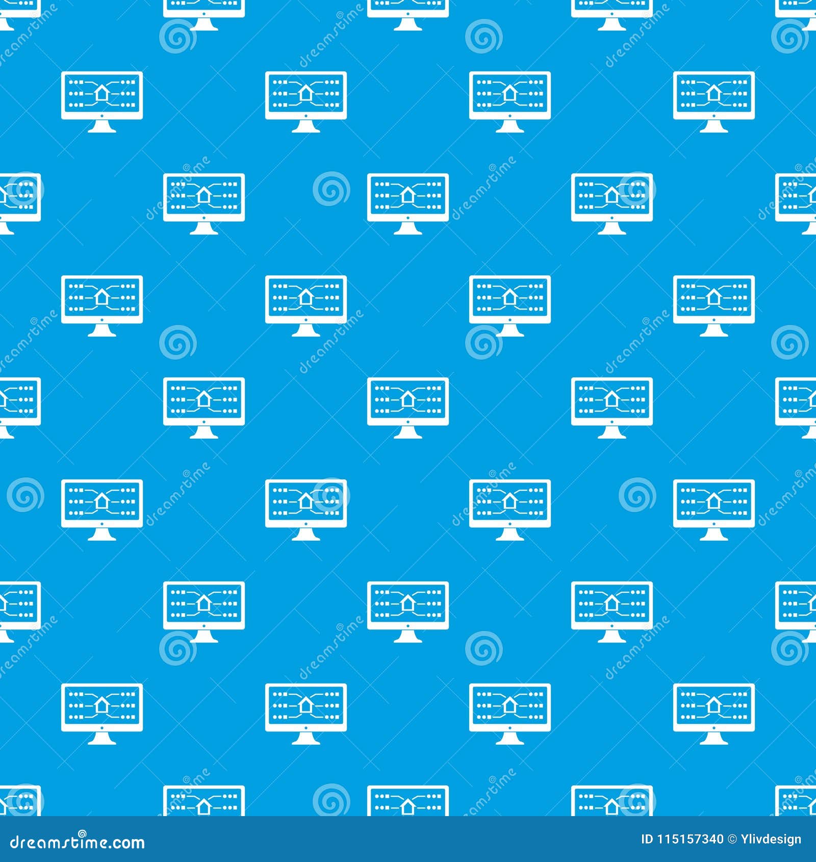 Monitor Pattern Vector Seamless Blue Stock Vector - Illustration of ...