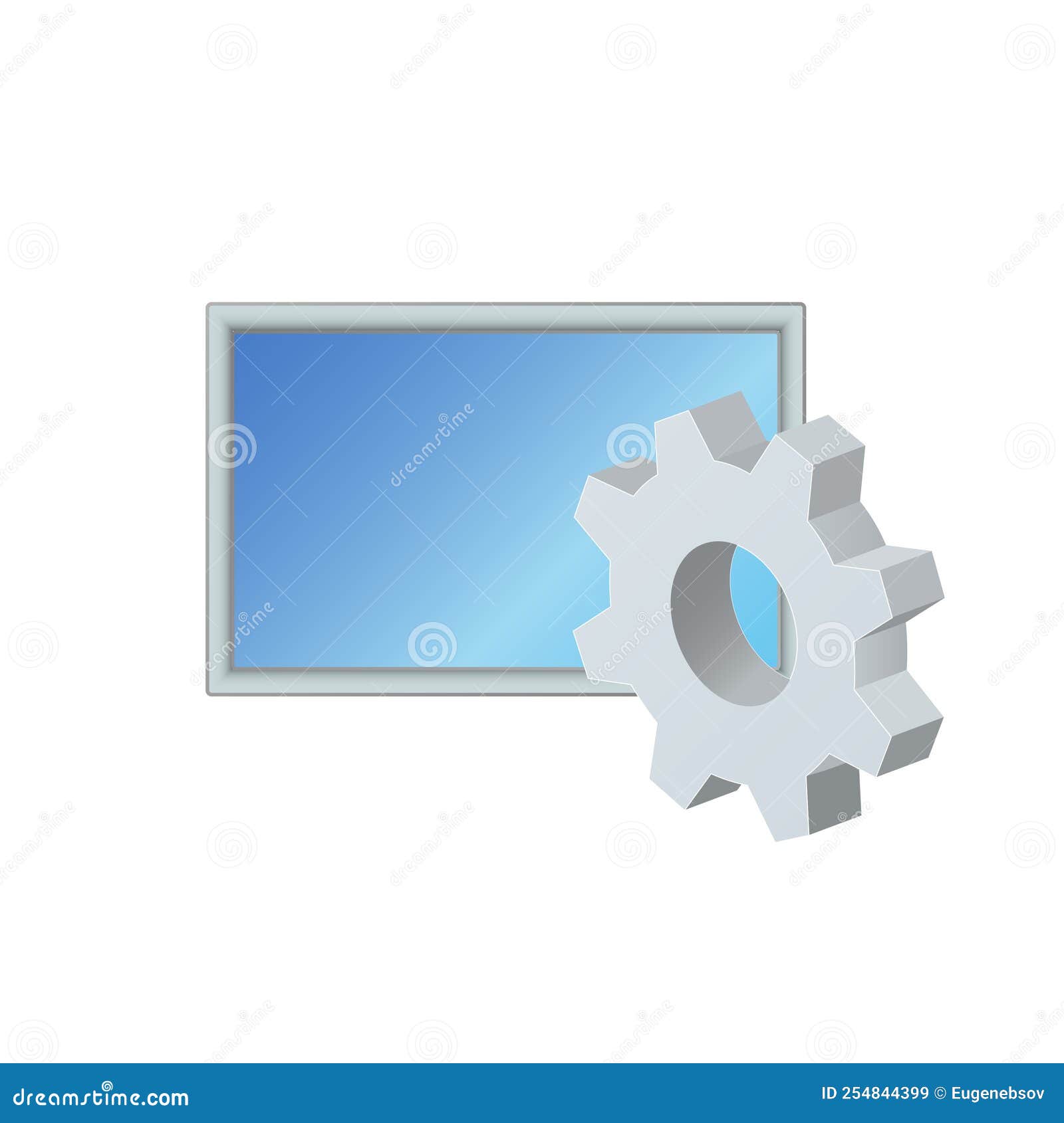 Monitor for Personal Computer with Gear Icon Settings Icon or ...