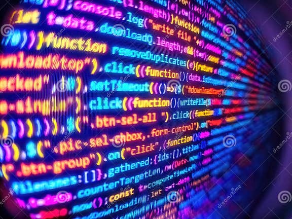 Monitor Photo. Writing Program Code on Computer. Computer Script Typing ...