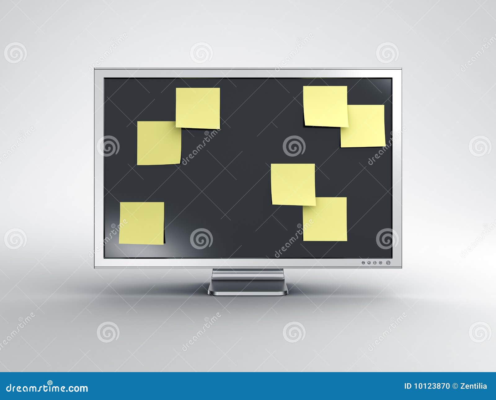 Monitor with post it notes stock illustration. Illustration of digital ...