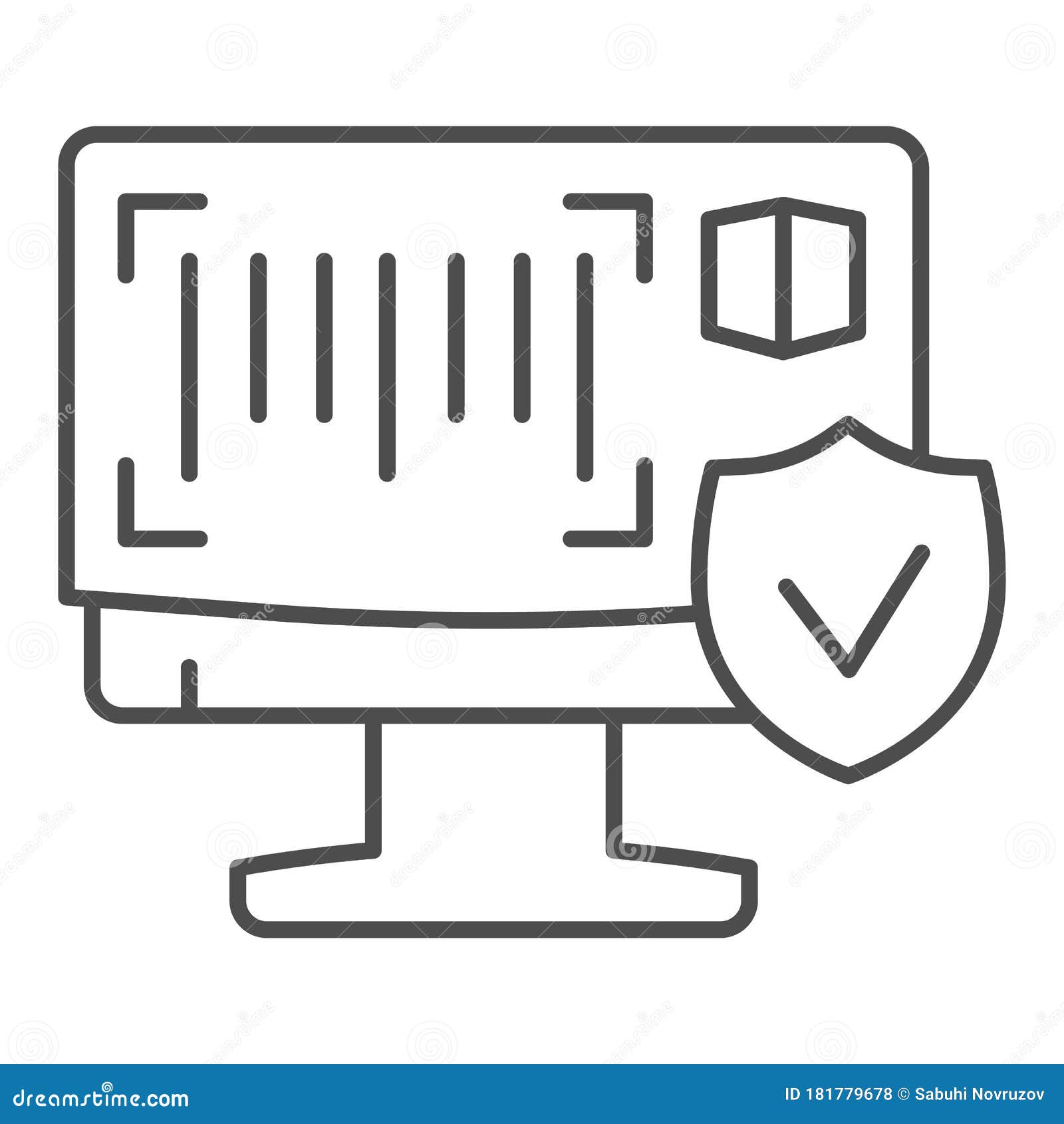 Monitor and Product Barcode Thin Line Icon, Logistic and Delivery ...