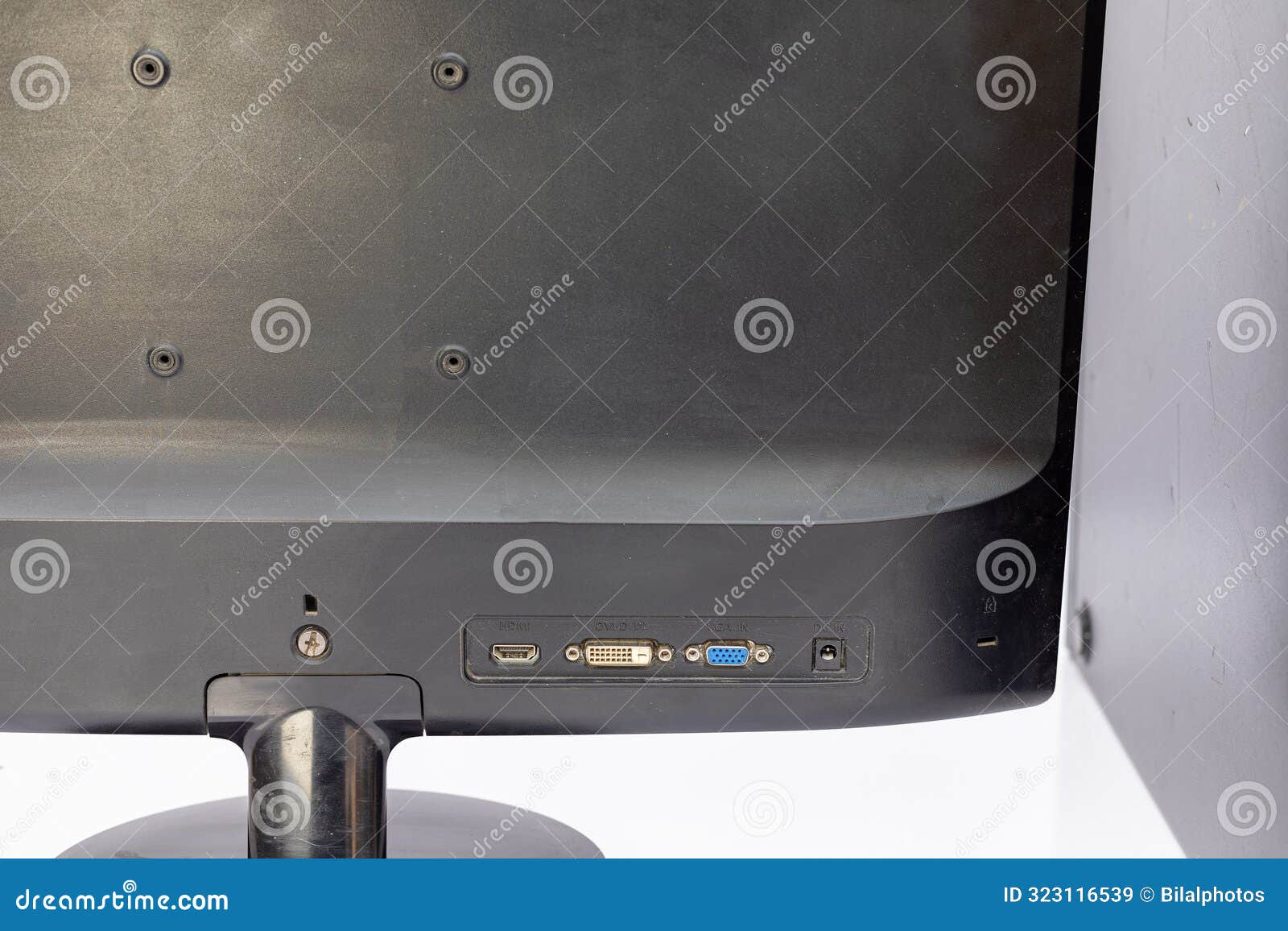 Monitor Rear View Ports for VGA, HDMI and Power Cables Stock Image ...