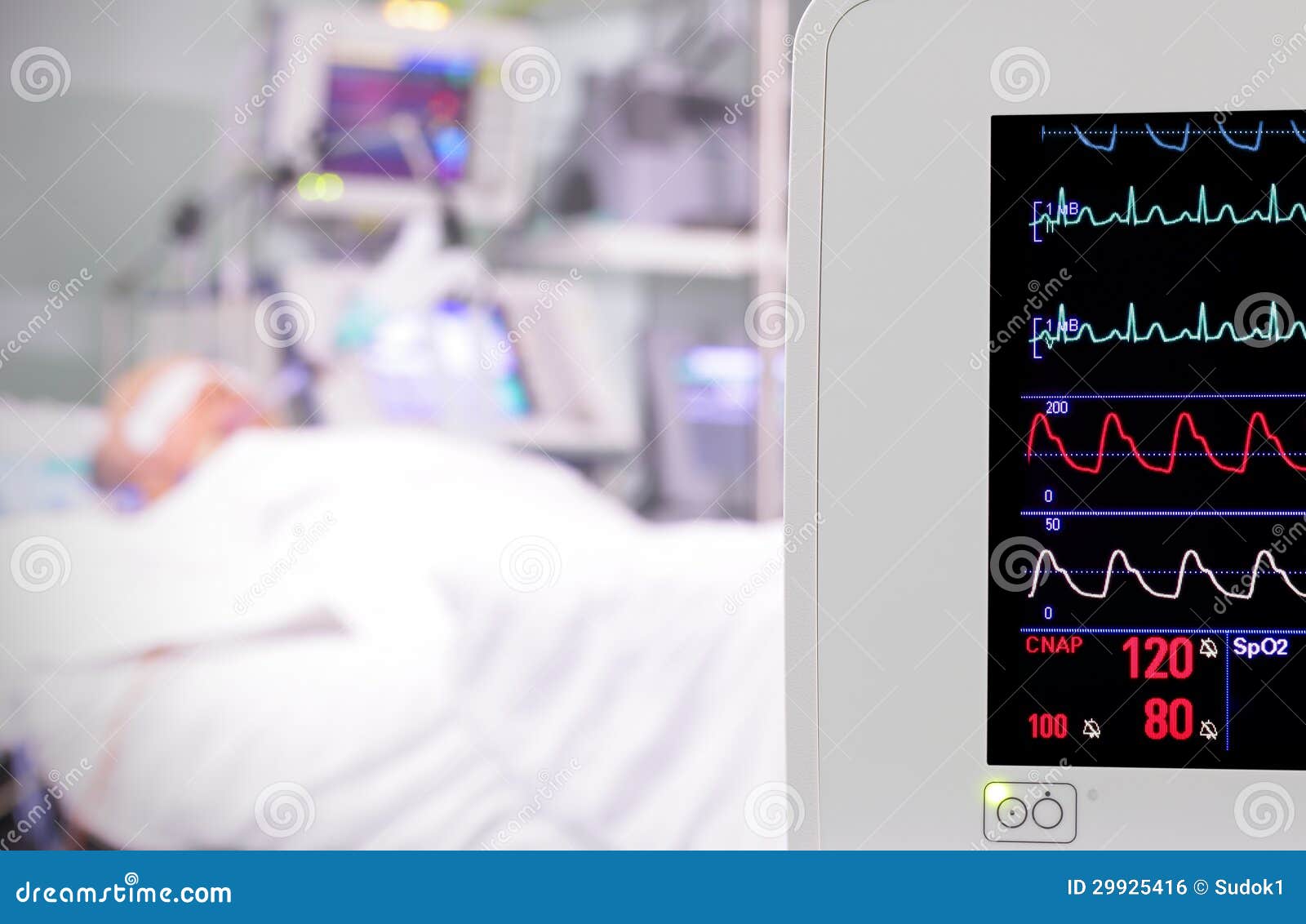 Monitor in the Room. Intensive Care Unit Stock Photo - Image of pulse ...