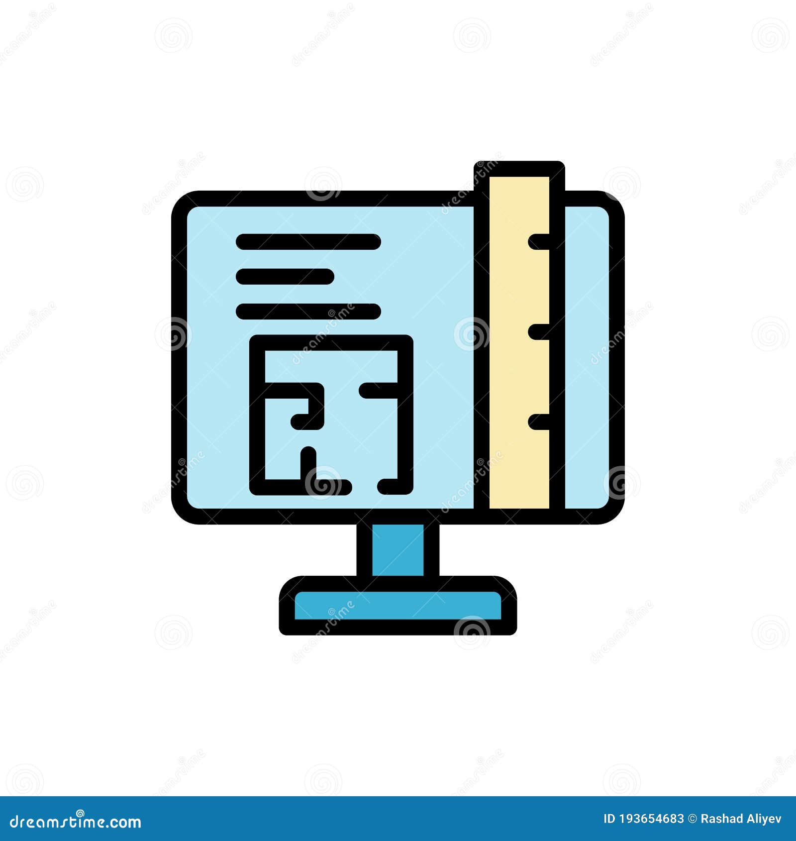Monitor Ruler Drawing Icon. Simple Color With Outline Vector Elements ...
