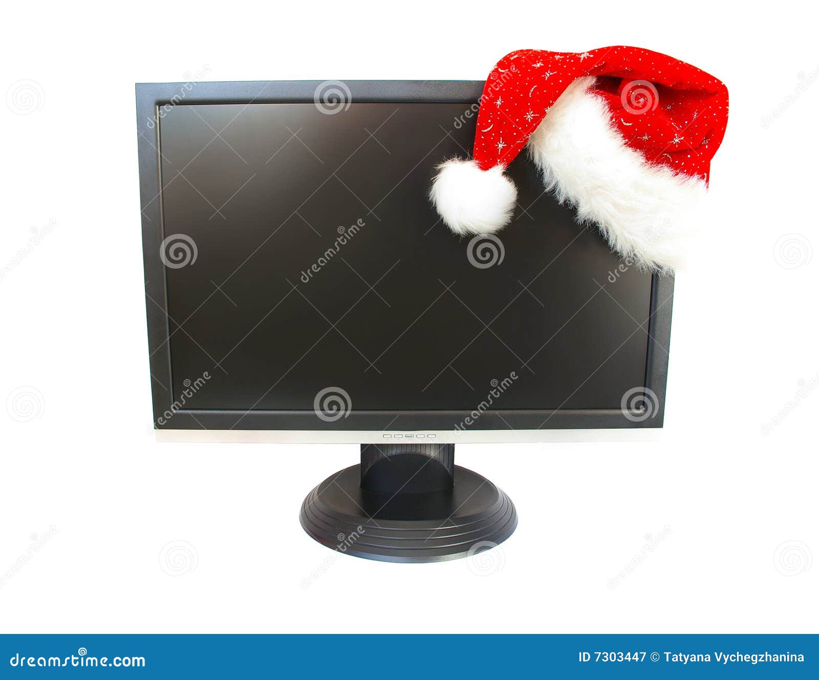 Monitor and Santa Claus Hat Stock Image - Image of screen, shopping ...
