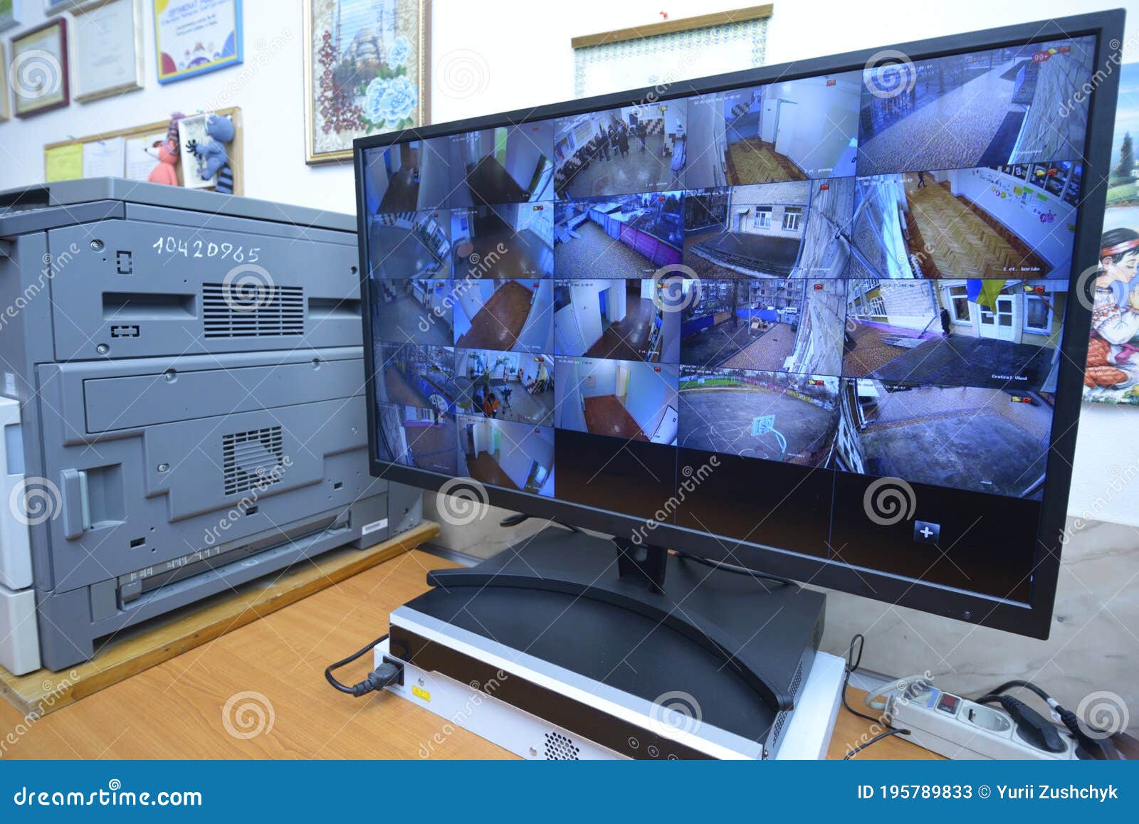 Monitor of School Security System Showing Classes and Pupils Stock ...