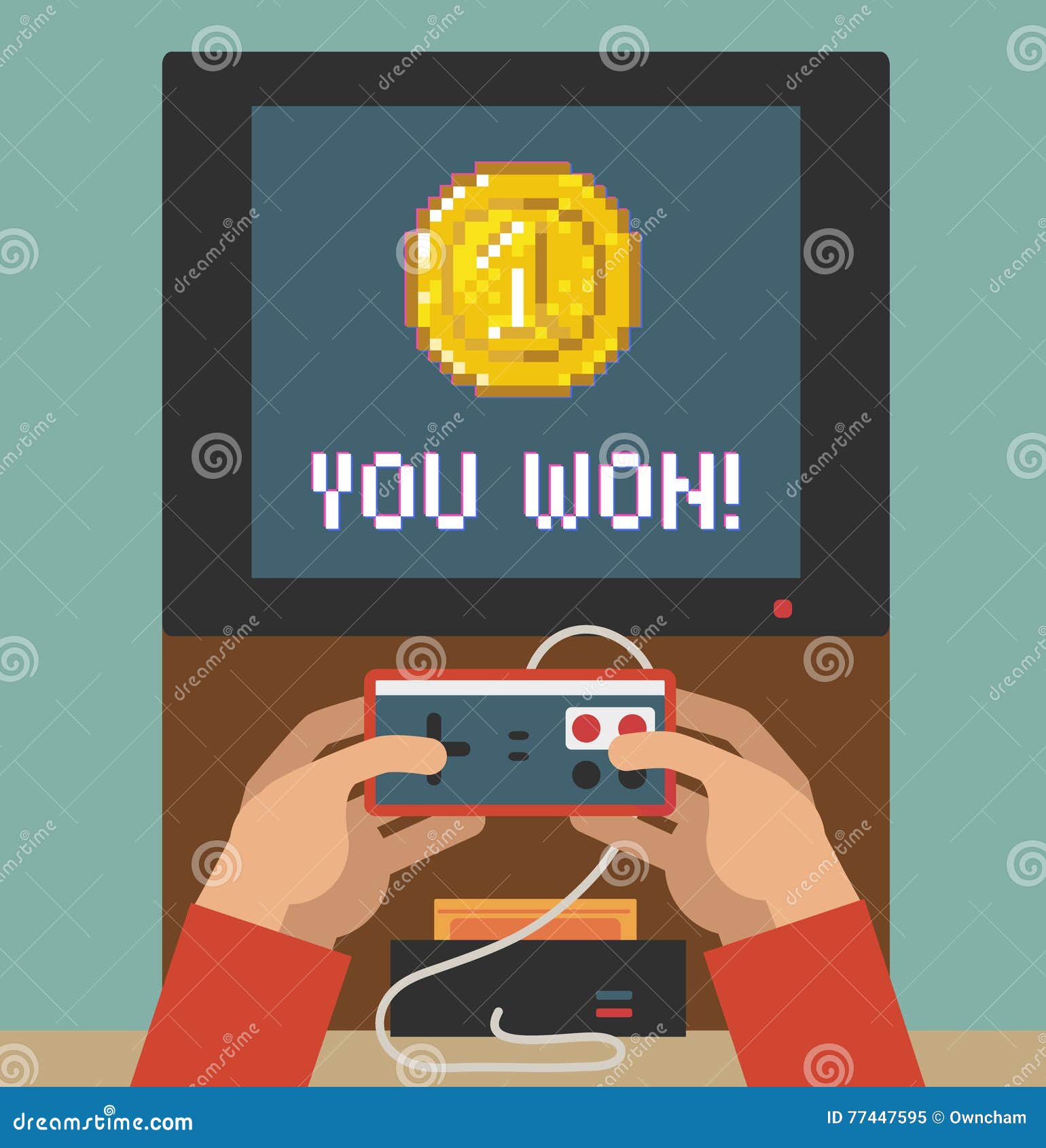 Monitor Screen with Congratulations Retro Video Game Stock Vector ...