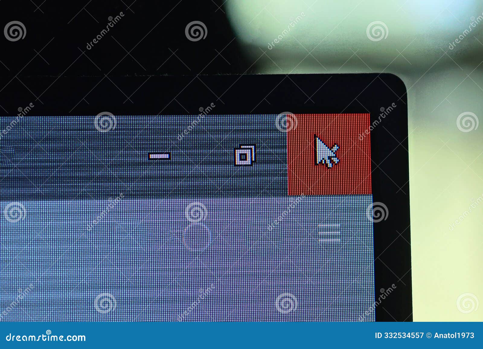 Monitor with Screen and Cross To Turn Off Browser Stock Image - Image ...