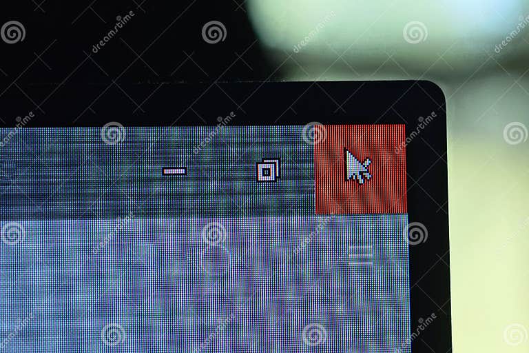 Monitor with Screen and Cross To Turn Off Browser Stock Image - Image ...