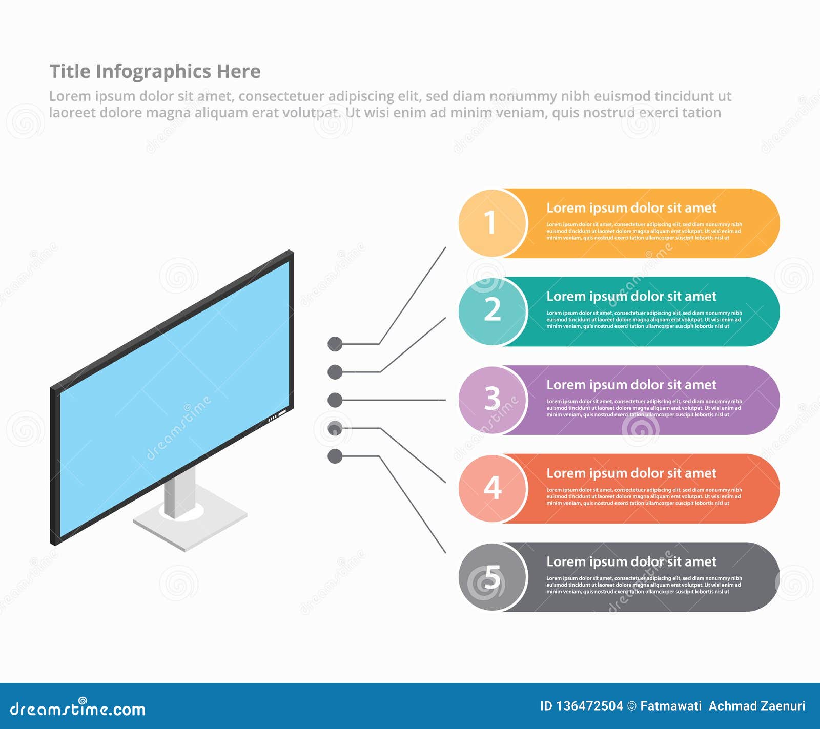 Monitor Screen Device Isometric Style Infographic Template Banner ...