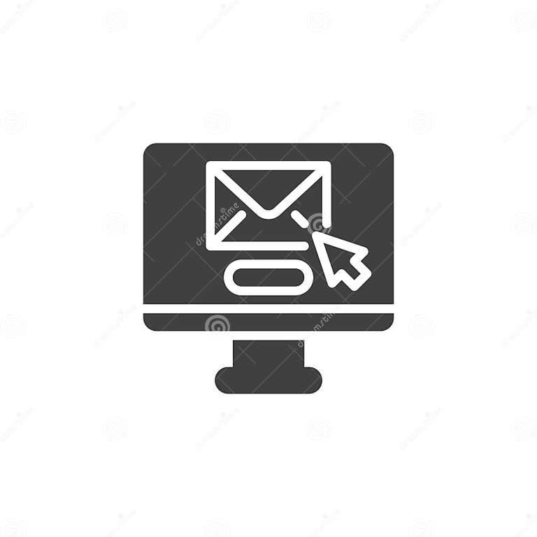 A Monitor Screen with Email Send Button Vector Icon Stock Illustration ...