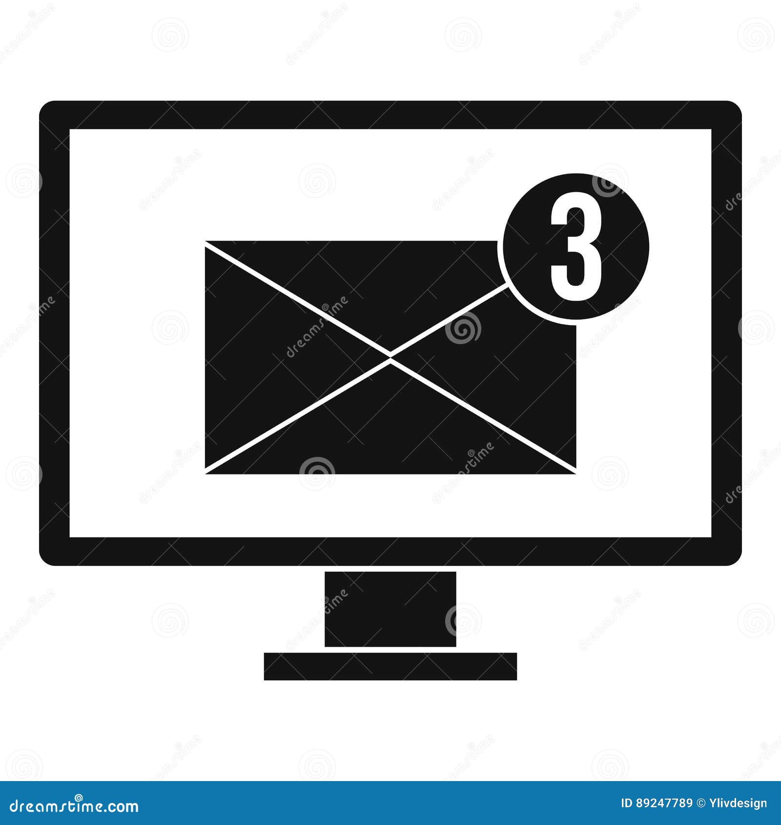 Monitor Screen with Email Sign Icon, Simple Style Stock Vector ...