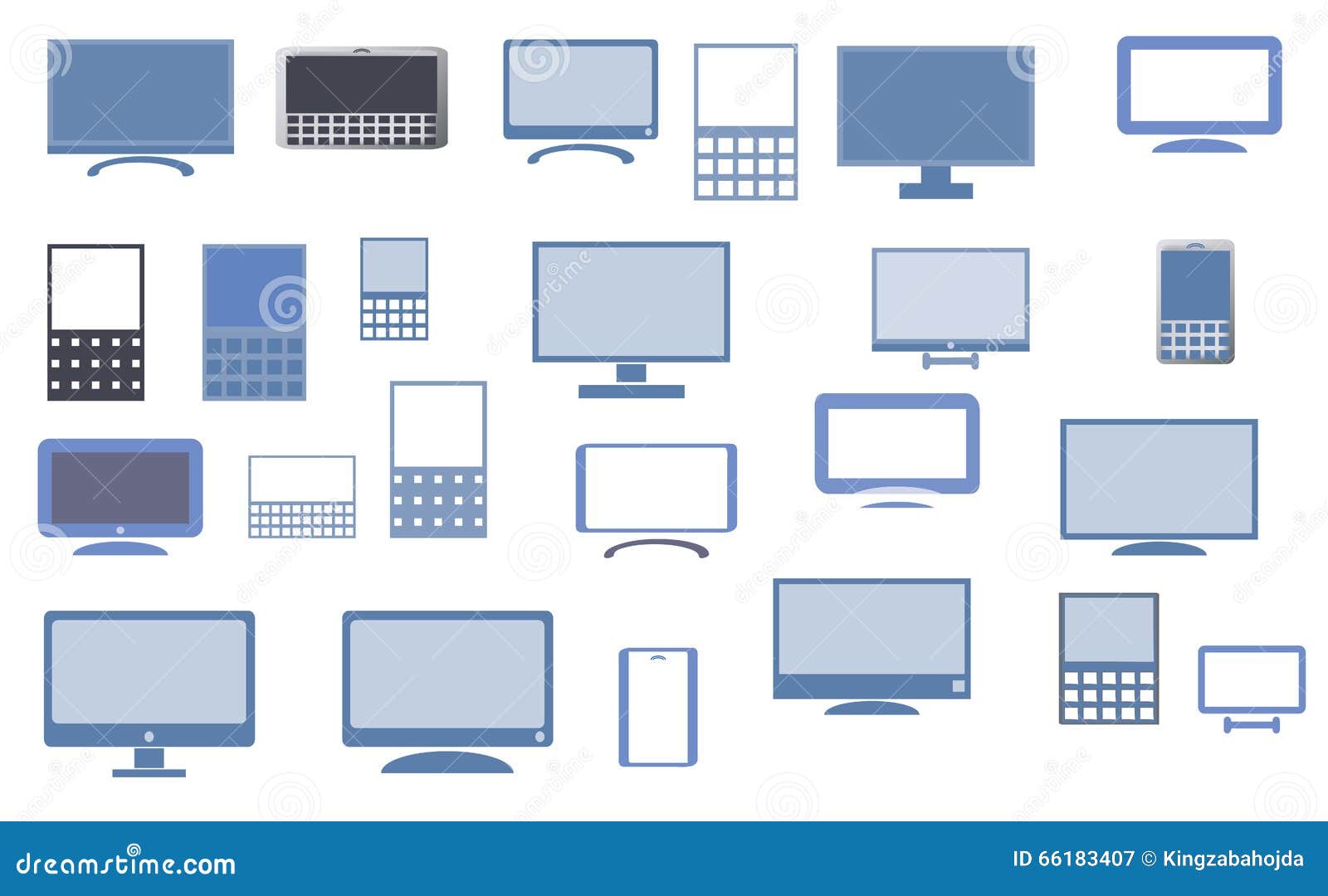 Monitor Screen and Mobile Icon Set Stock Vector - Illustration of ...