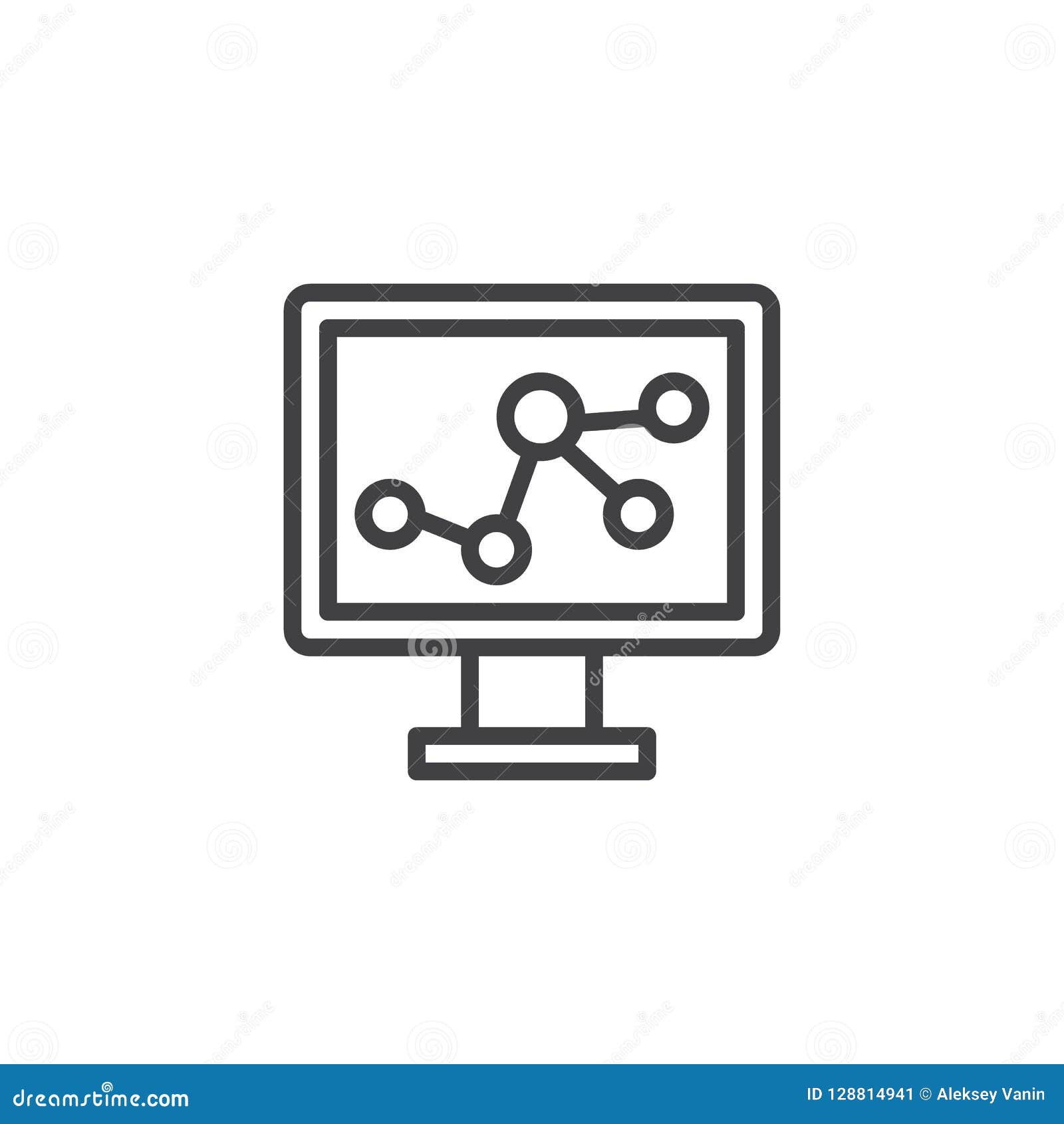 Monitor Screen with Molecular Structure Outline Icon Stock Vector ...