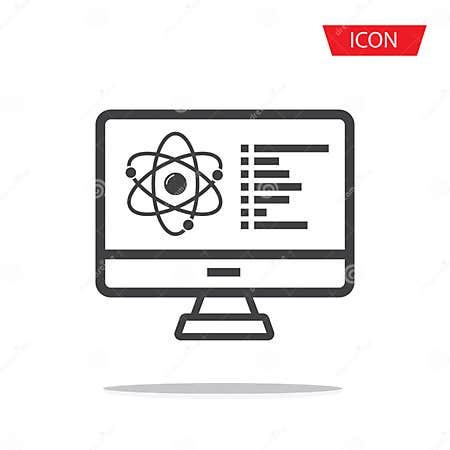 Monitor Screen with Molecular Structure Vector Icon. Filled Flat Sign ...
