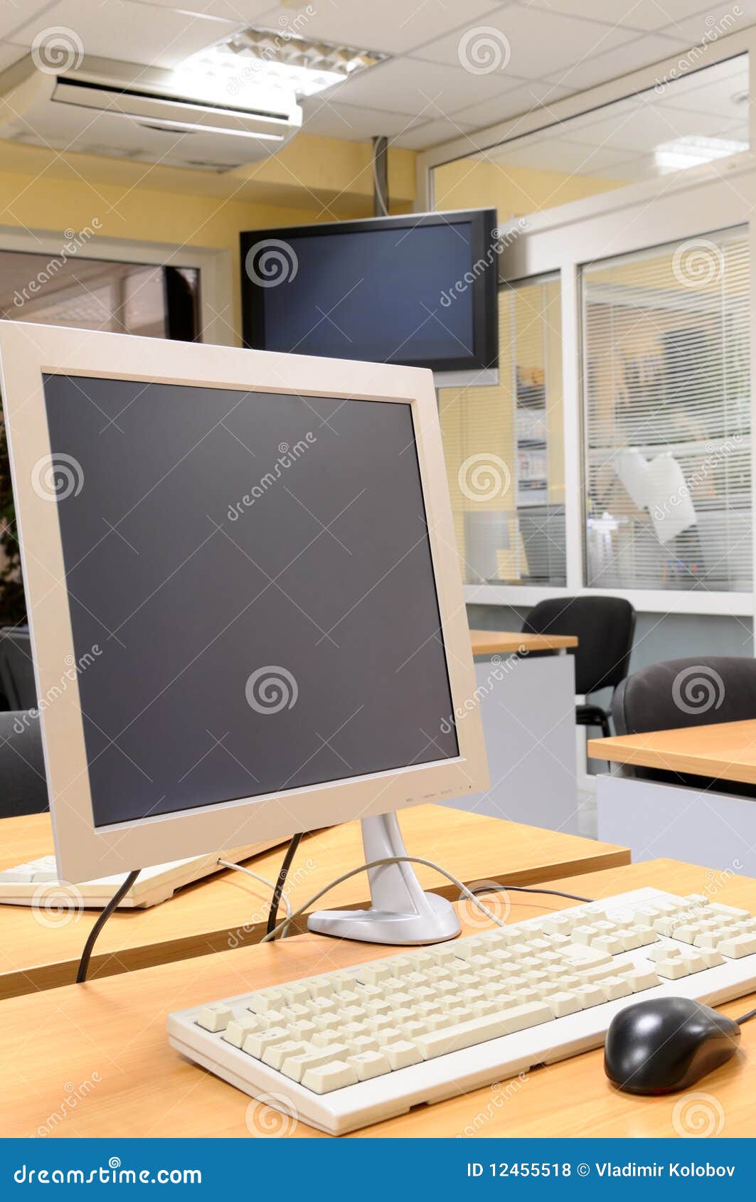 Monitor Screen at Office Interior. Stock Photo - Image of internet ...