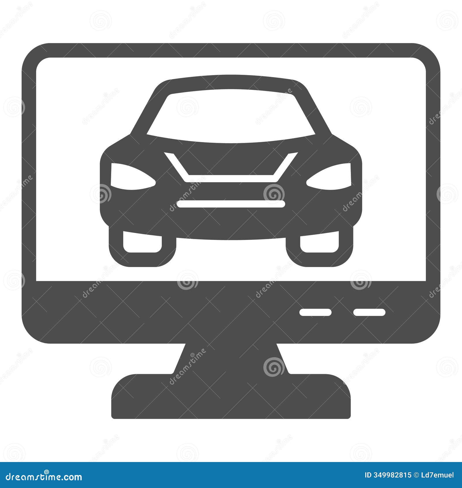 Monitor Screen with Passenger Car Solid Icon, Car Service Concept ...