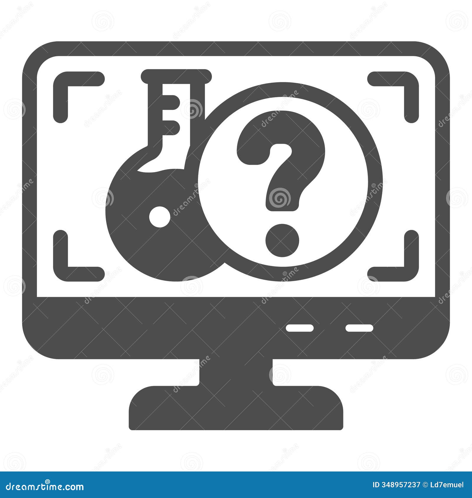Monitor Screen with Question Mark and Flask Solid Icon, Clinical ...