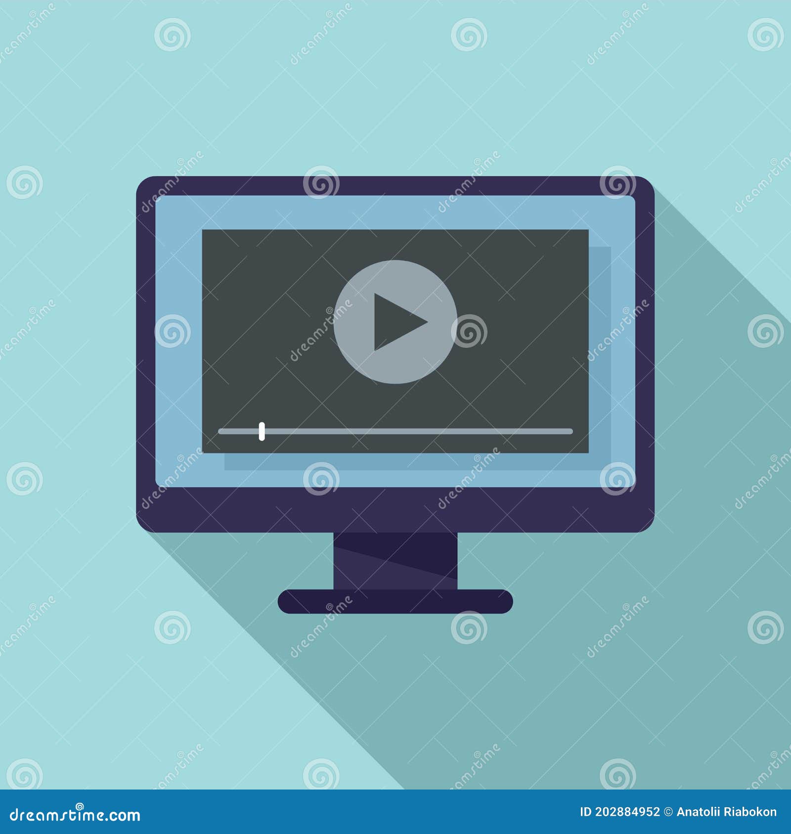 Monitor Screen Recording Icon, Flat Style Stock Vector - Illustration ...