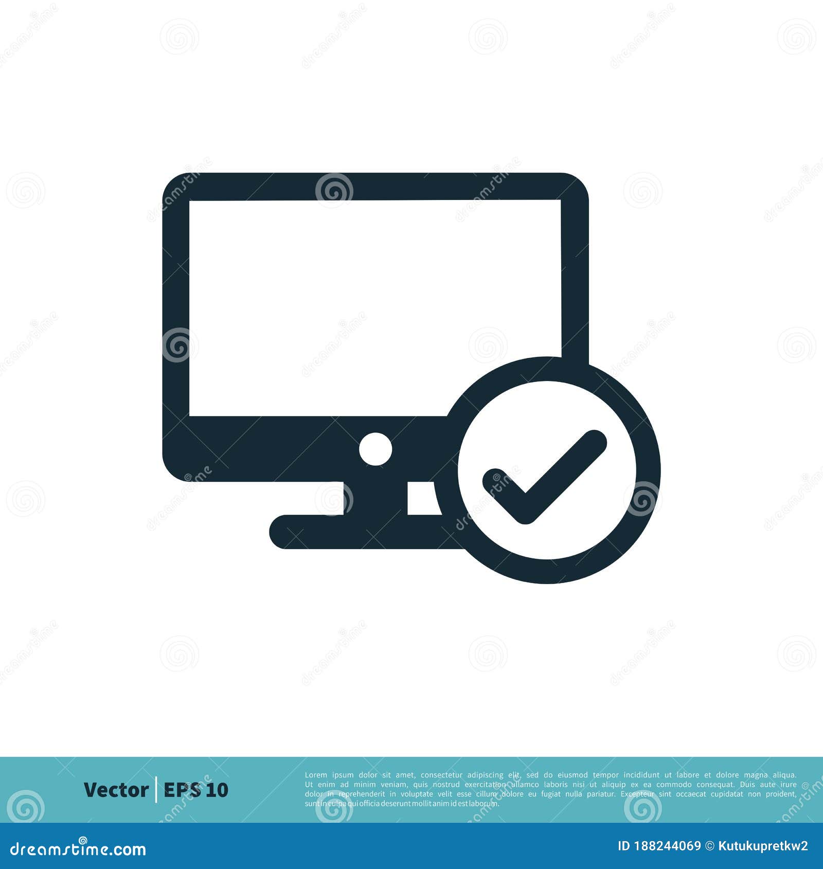 Monitor, Screen, Television Check Mark Icon Vector Logo Template ...
