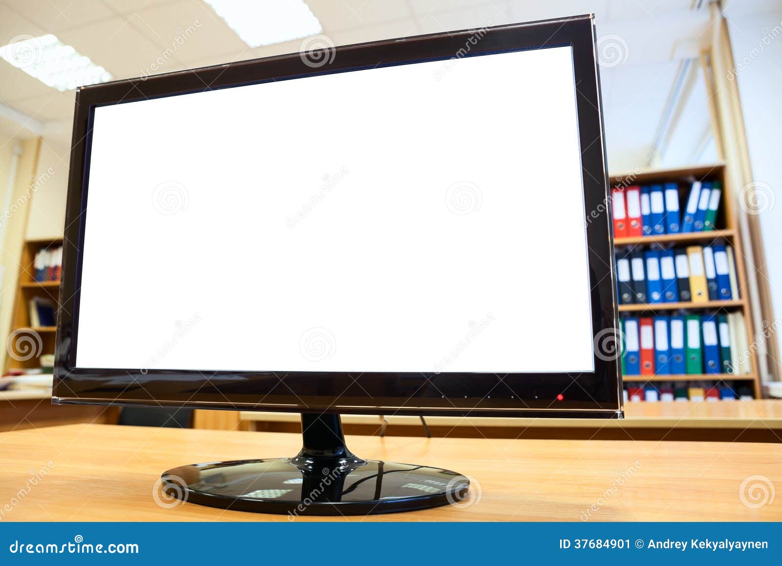 Monitor Screen with White Isolation Standing on Desk Stock Image ...