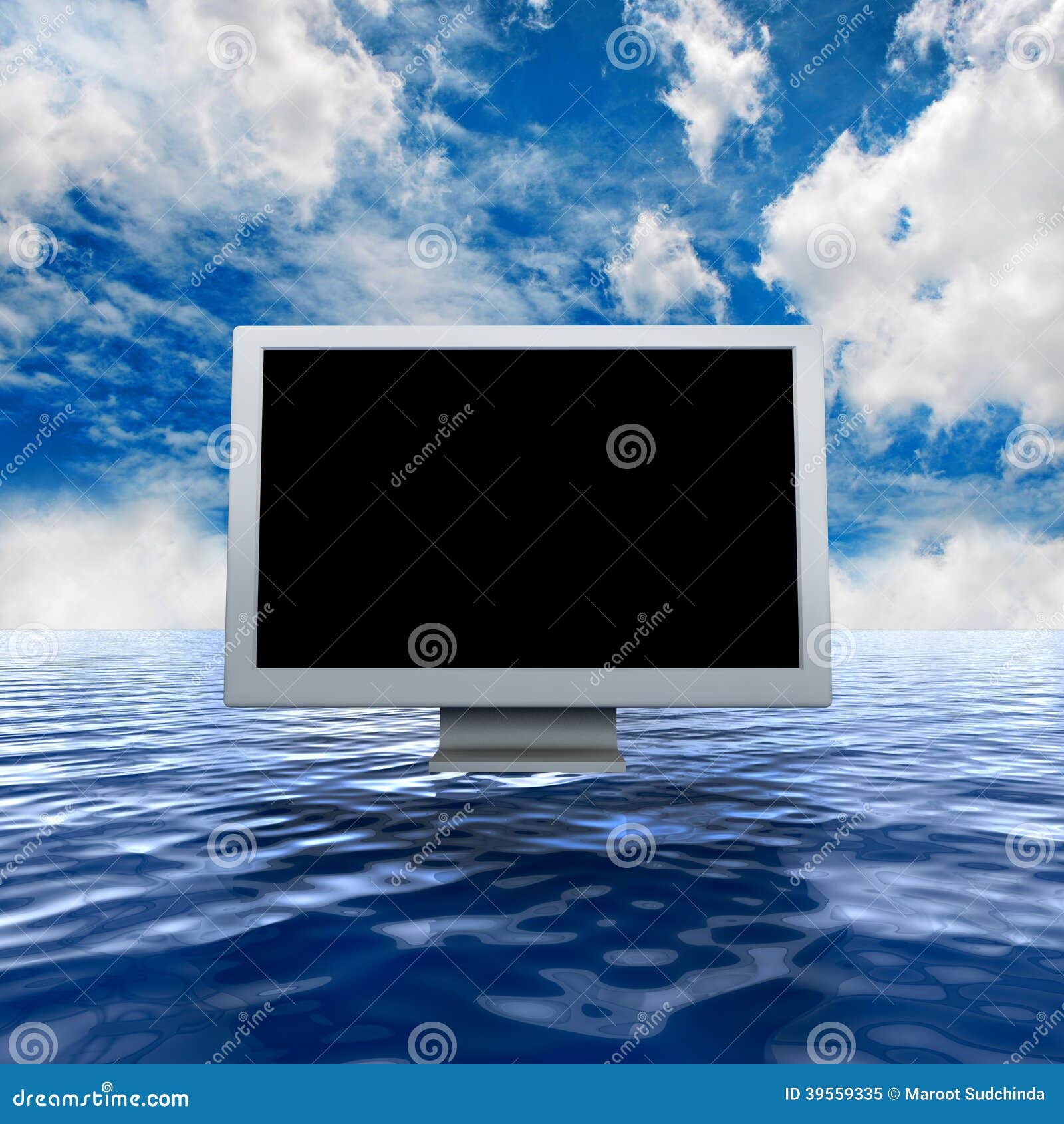 Monitor in sea stock image. Image of liquid, worklife - 39559335