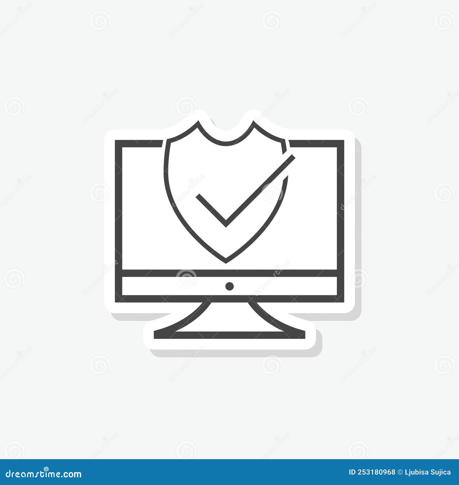 Monitor Security Icon Sticker Logo Stock Vector - Illustration of lock ...