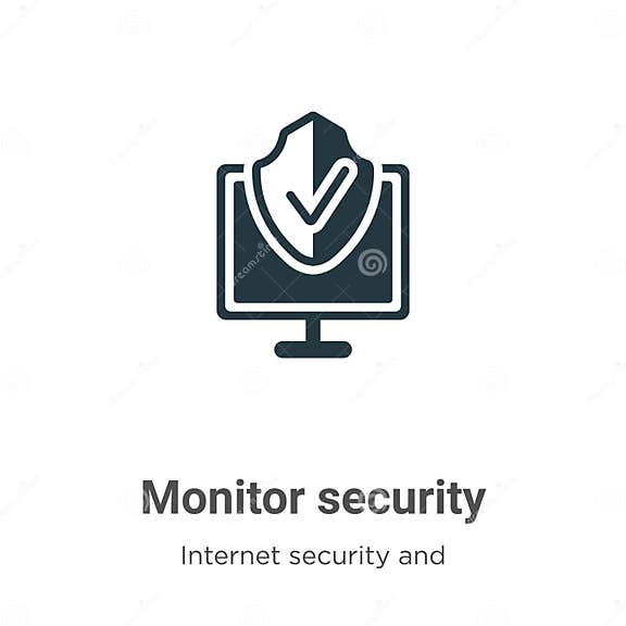 Monitor Security Vector Icon on White Background. Flat Vector Monitor ...
