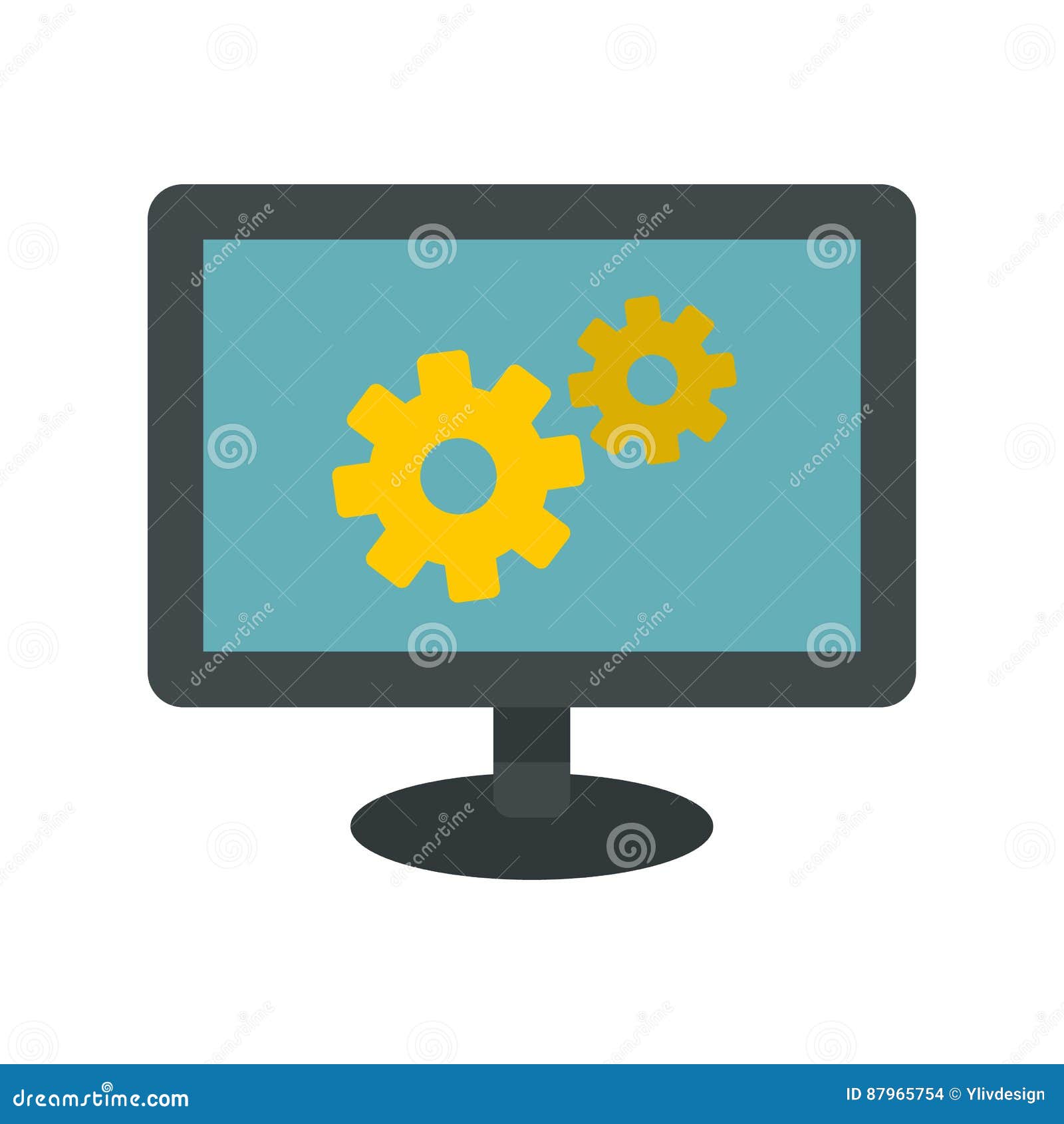 Monitor Settings Icon, Flat Style Stock Vector - Illustration of ...