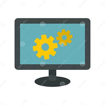 Monitor Settings Icon, Flat Style Stock Vector - Illustration of ...