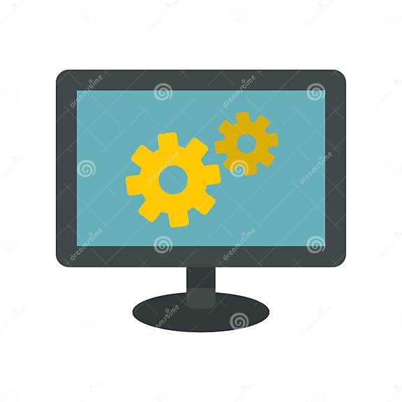 Monitor Settings Icon, Flat Style Stock Vector - Illustration of ...