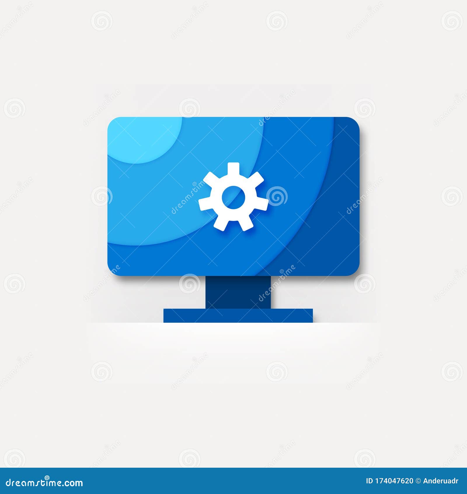 Desktop Monitor Settings Blue Material Design Icon Stock Vector ...