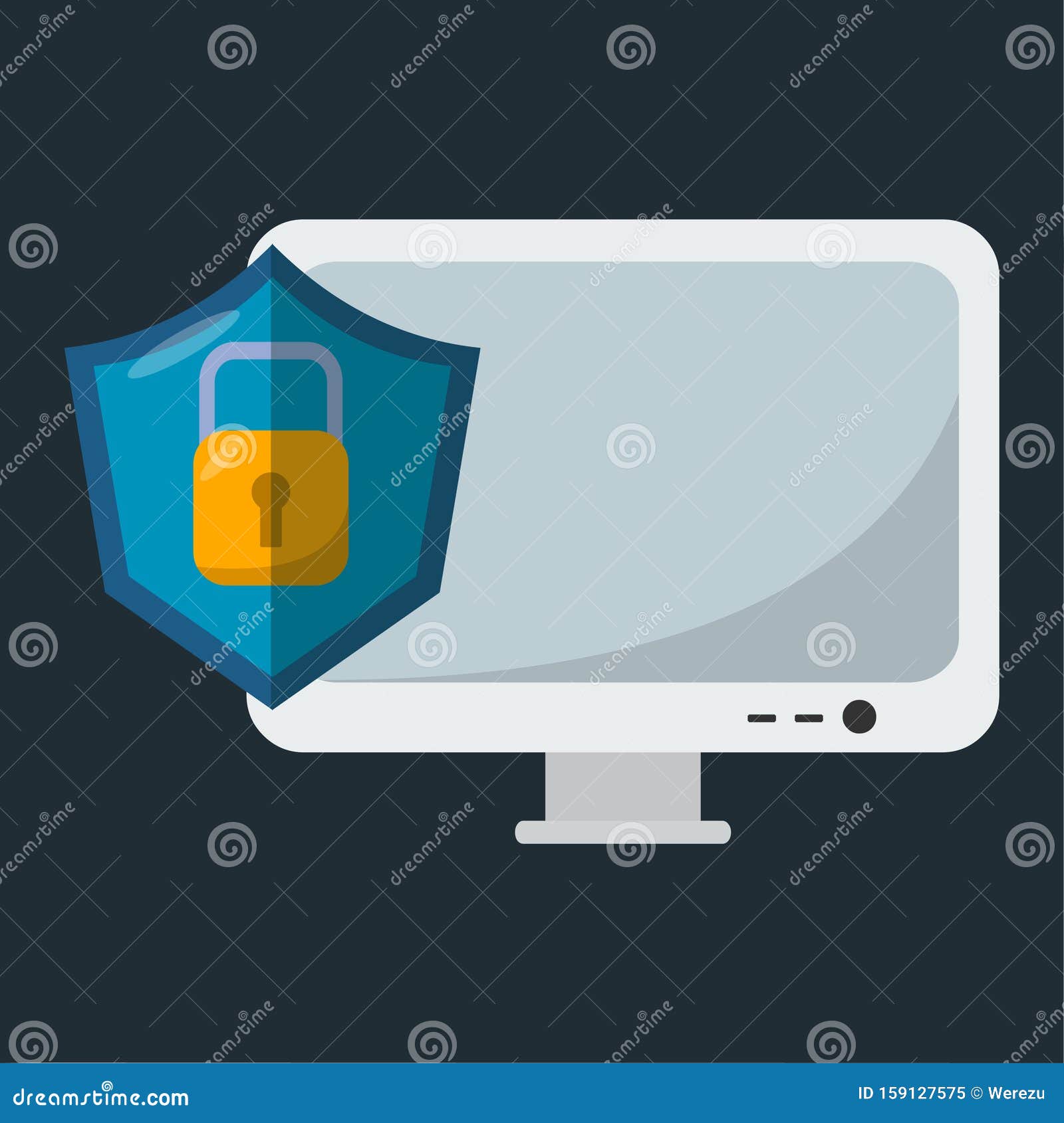 Monitor , Shield , Padlock for Computer Security System Concept Vector ...