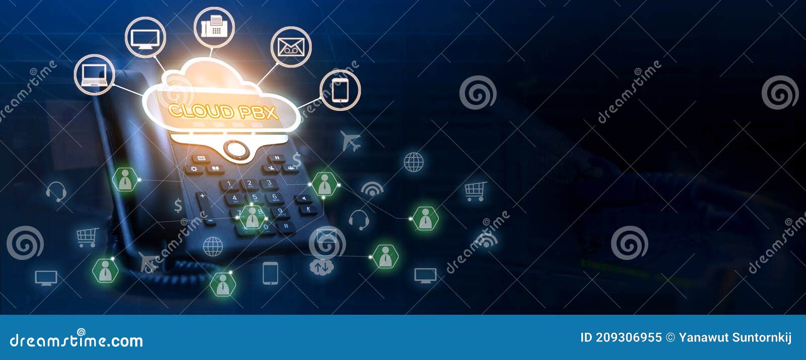 Cloud Pbx Concept of Service Icon Connectivity Over Ip Telephone Stock ...