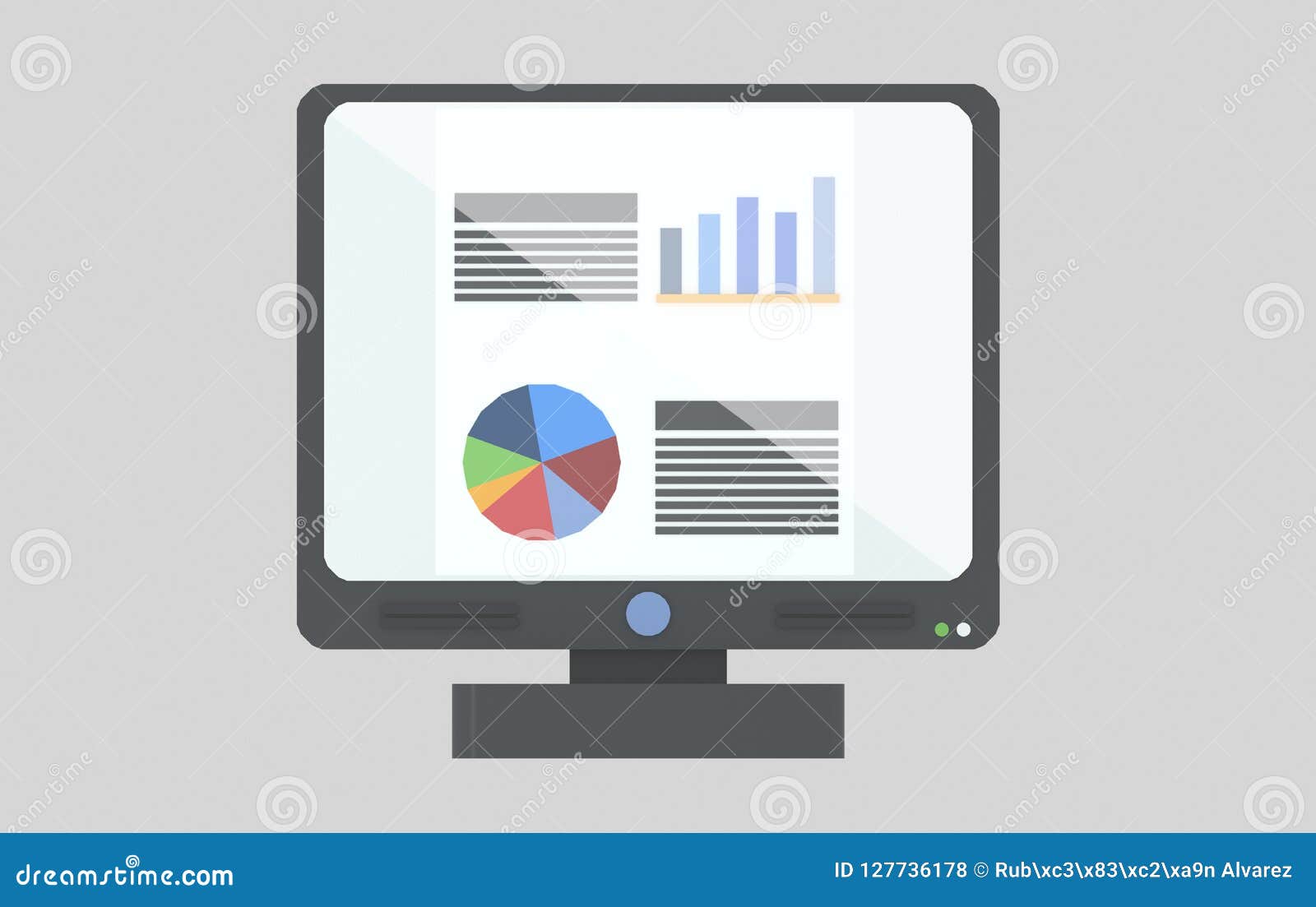 Monitor Showing Graphic. Distance Learning. 3d IllustratiionElegant ...