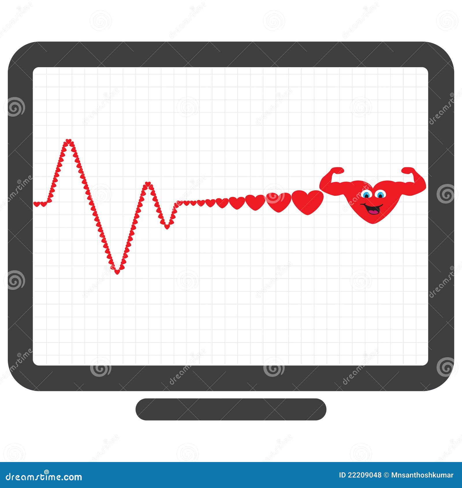 Monitor Showing Healthy Heart In Graph Picture. Image: 22209048