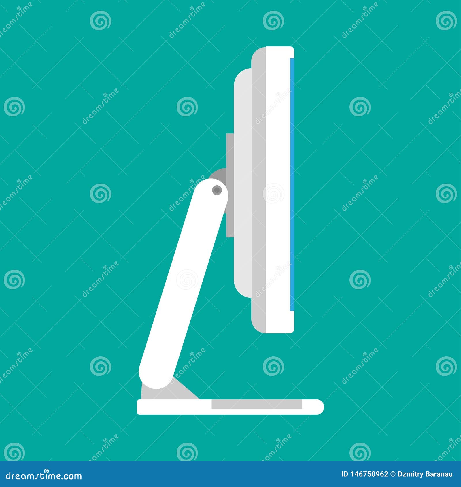 Monitor Side View Screen Computer Equipment Vector Icon. Electronic ...