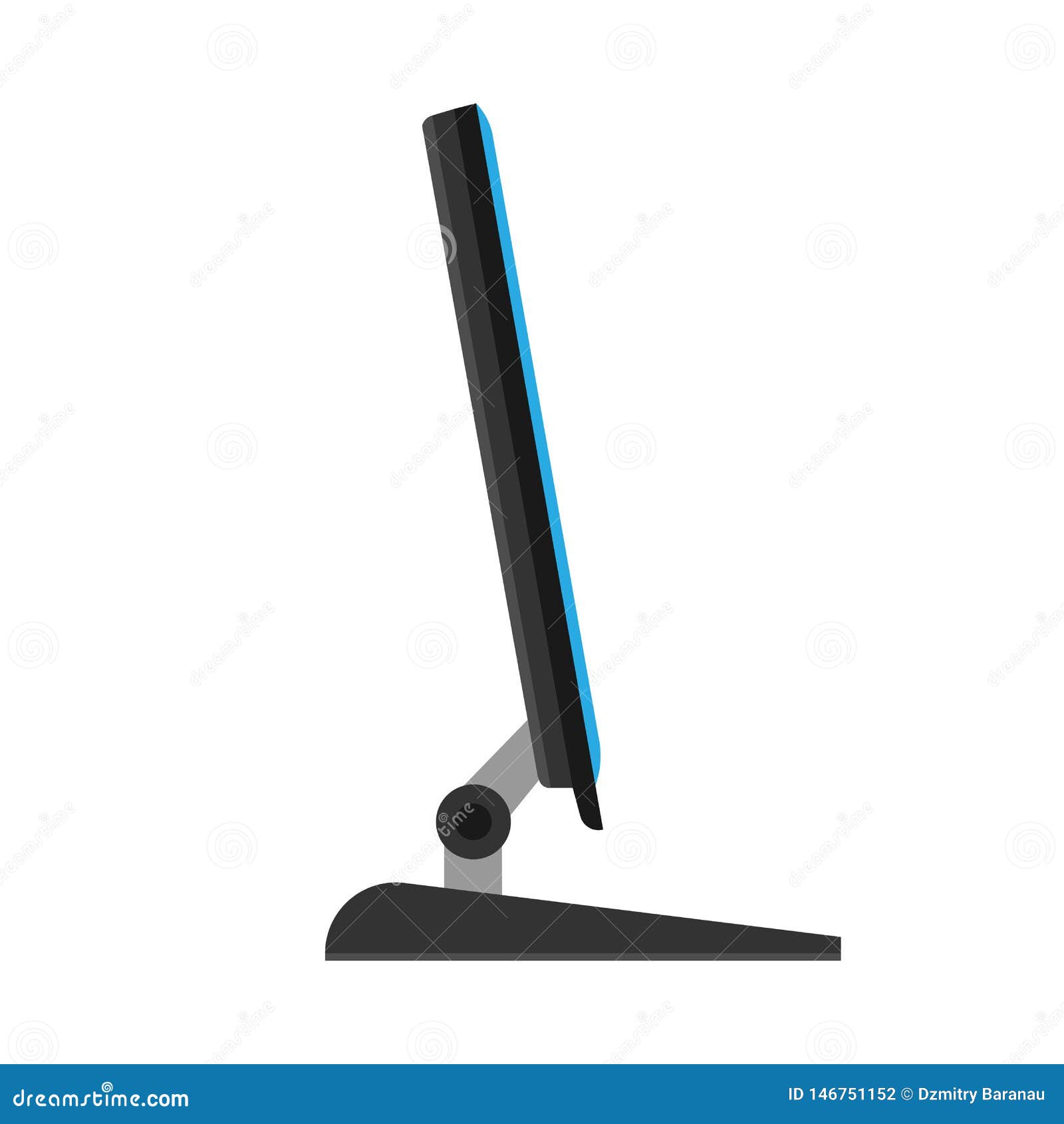 Monitor Side View Screen Computer Equipment Vector Icon. Electronic ...