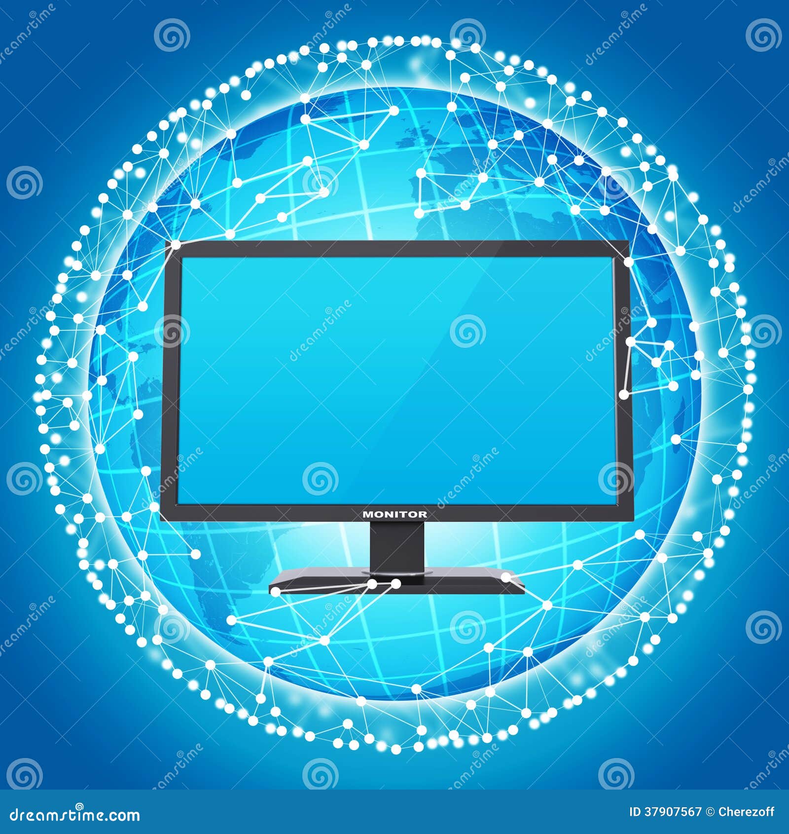 Monitor and Sphere Consisting of Connections Stock Illustration ...