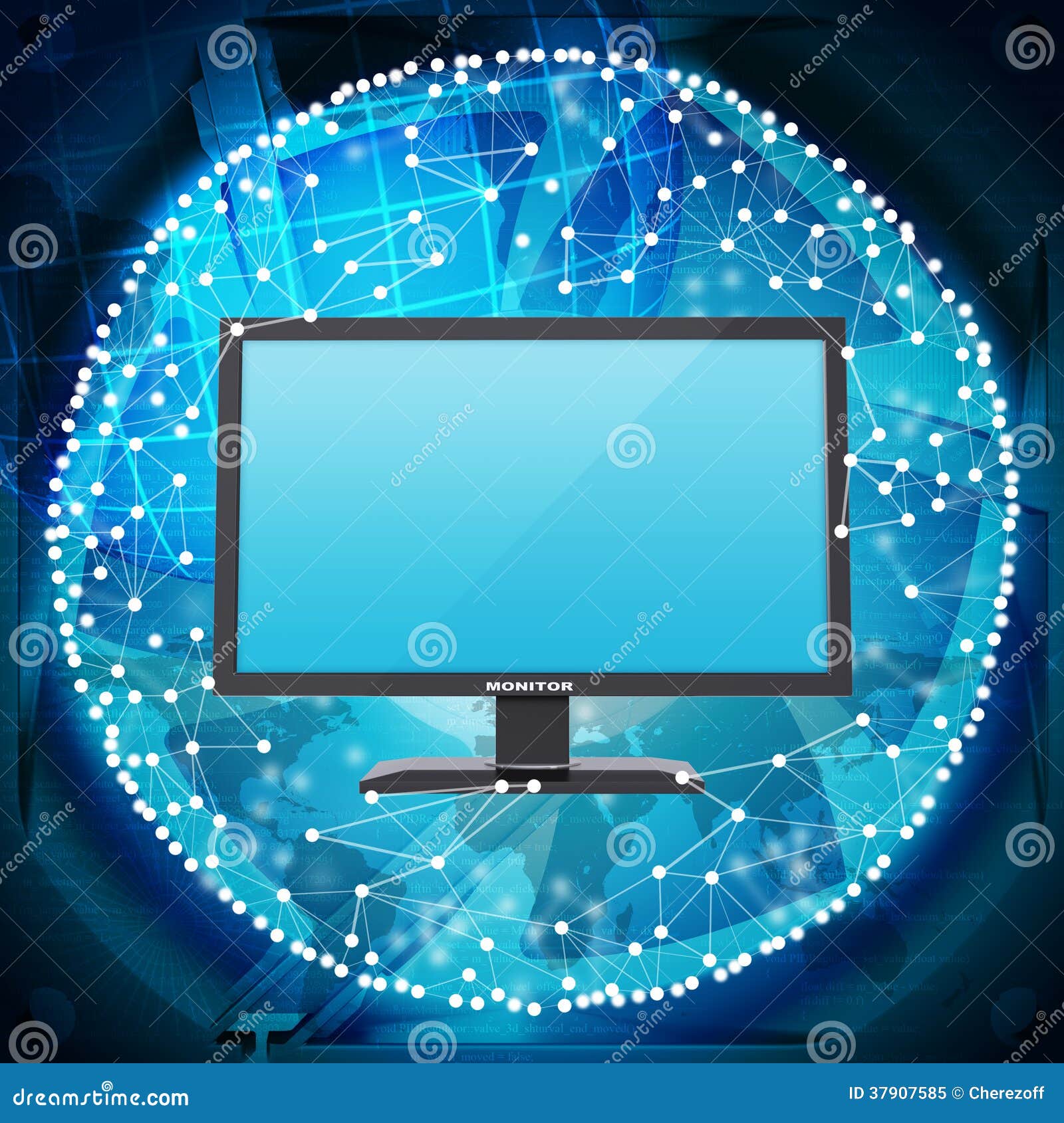 Monitor and Sphere Consisting of Connections Stock Illustration ...