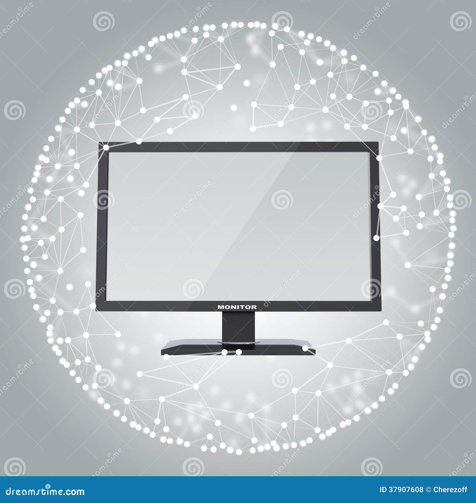 Monitor and Sphere Consisting of Connections Stock Illustration ...