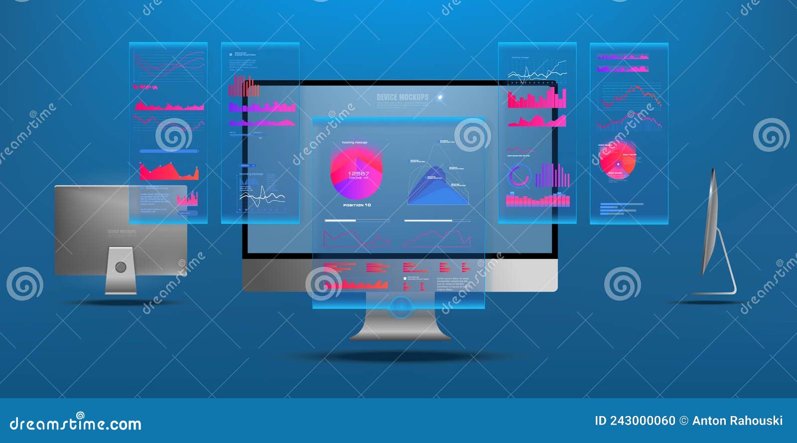 Monitor With Stock Market Chart, User Interface And UX Data Analysis On ...