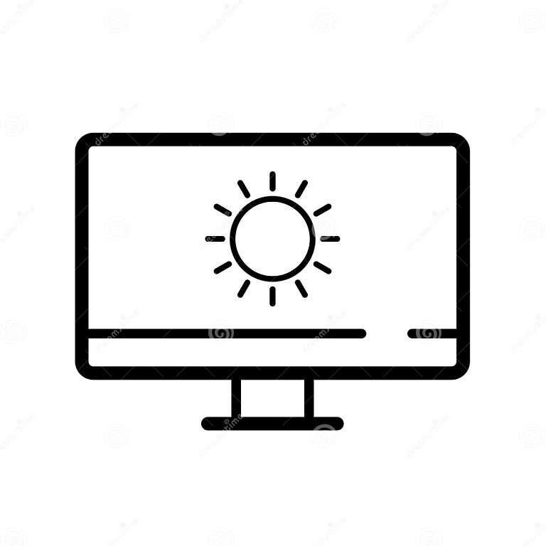 Monitor with Sun Screen Setting - Vector Icon Stock Vector ...