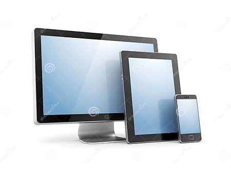 Monitor, Tablet Computer and Mobile Phone Stock Illustration ...