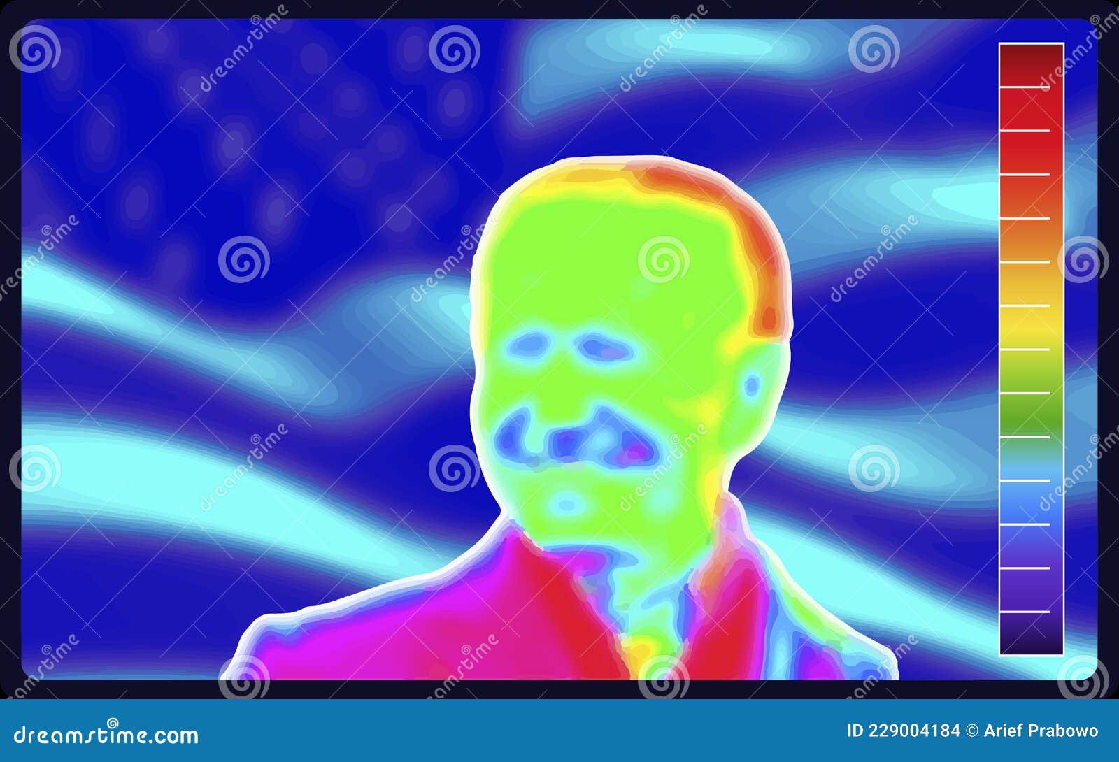 Vector Graphic of Thermographic Image of a Man Face Showing Different ...