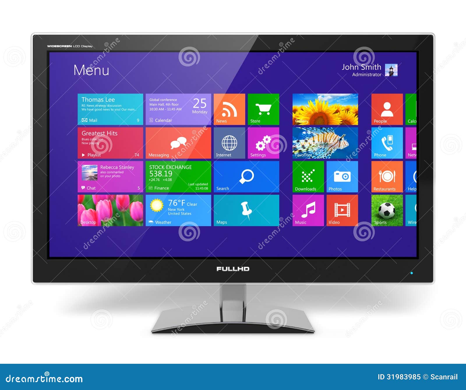 Monitor with Touchscreen Interface Stock Illustration - Illustration of ...