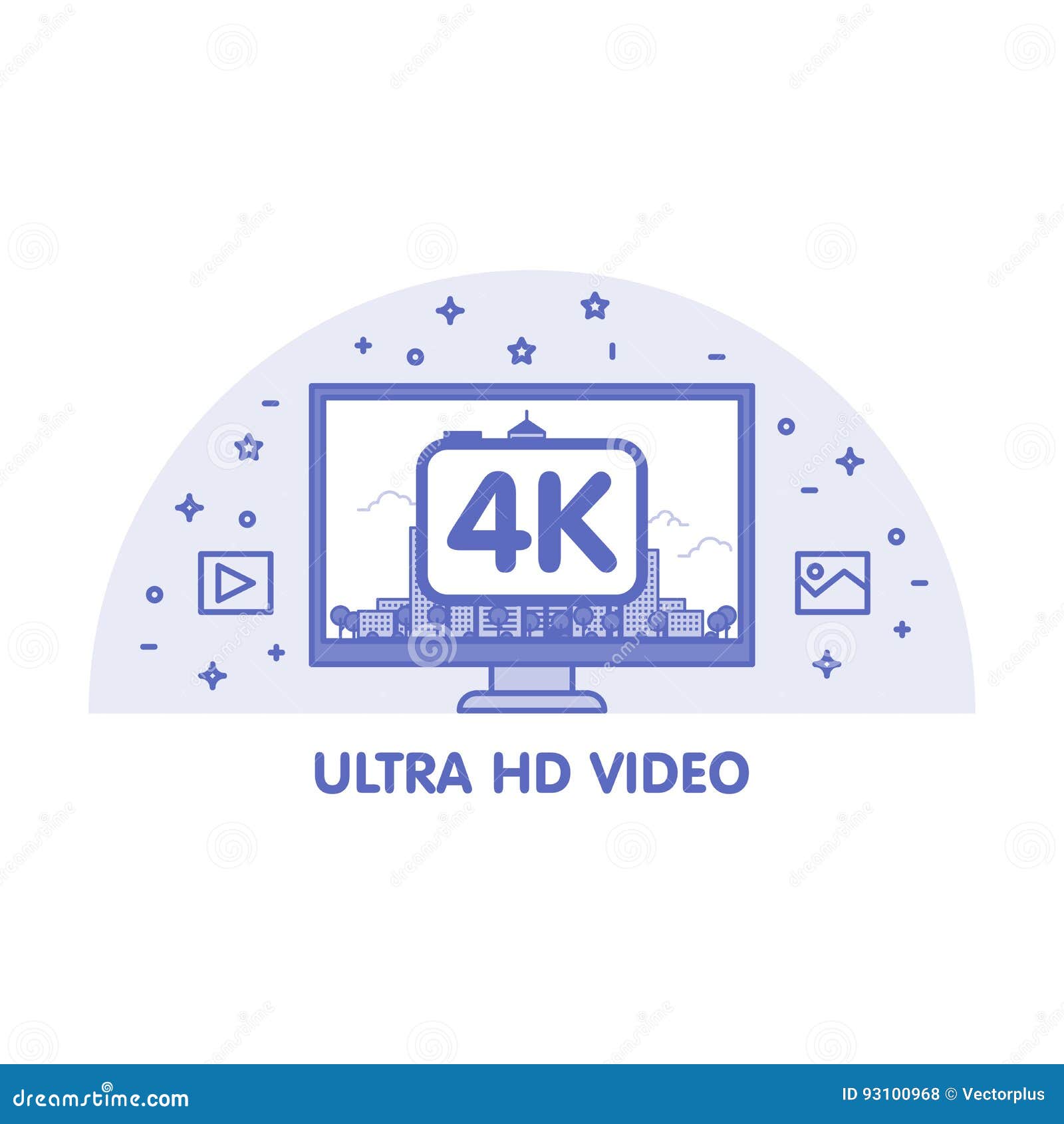 Monitor with Ultra HD Video Emblem Stock Illustration - Illustration of ...