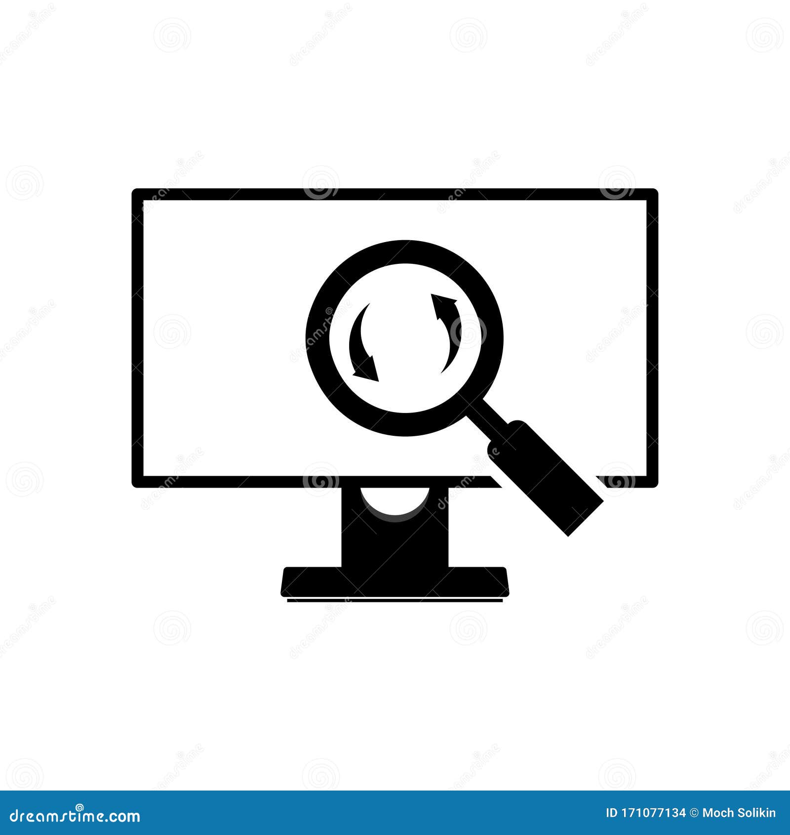 Monitor Und Lupe, Logo Vektor-Illustrations-Element Template, Vektor ...